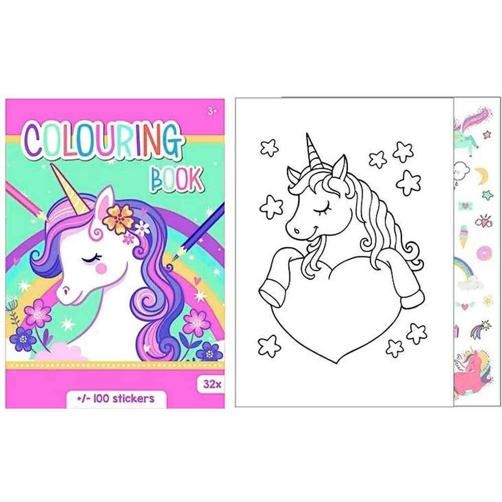 Unicorn Malebog med Stickers 32 sider A4